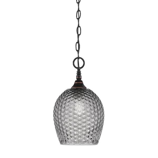 Elva 100-Watt 1-Light Black Copper Shaded Pendant Light with 7.5 in ...