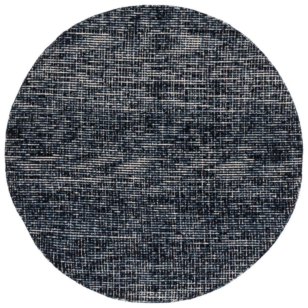 SAFAVIEH Abstract Black/Gray 6 ft. x 6 ft. Speckled Round Area Rug ...