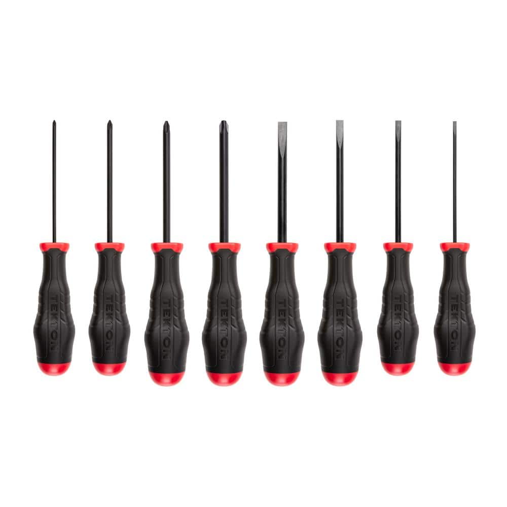 TEKTON High-Torque Black Oxide Blade Screwdriver Set, 8-Piece (#0-#3,1/ ...