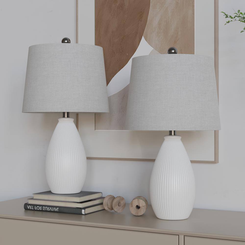 Maxax 22 in. White Modern Dimmable Ceramic Bedroom Living Room Bedside ...
