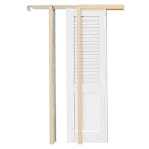 ARK DESIGN 60 in. x 80 in. Paneled White Primed MDF Pocket Sliding Door ...