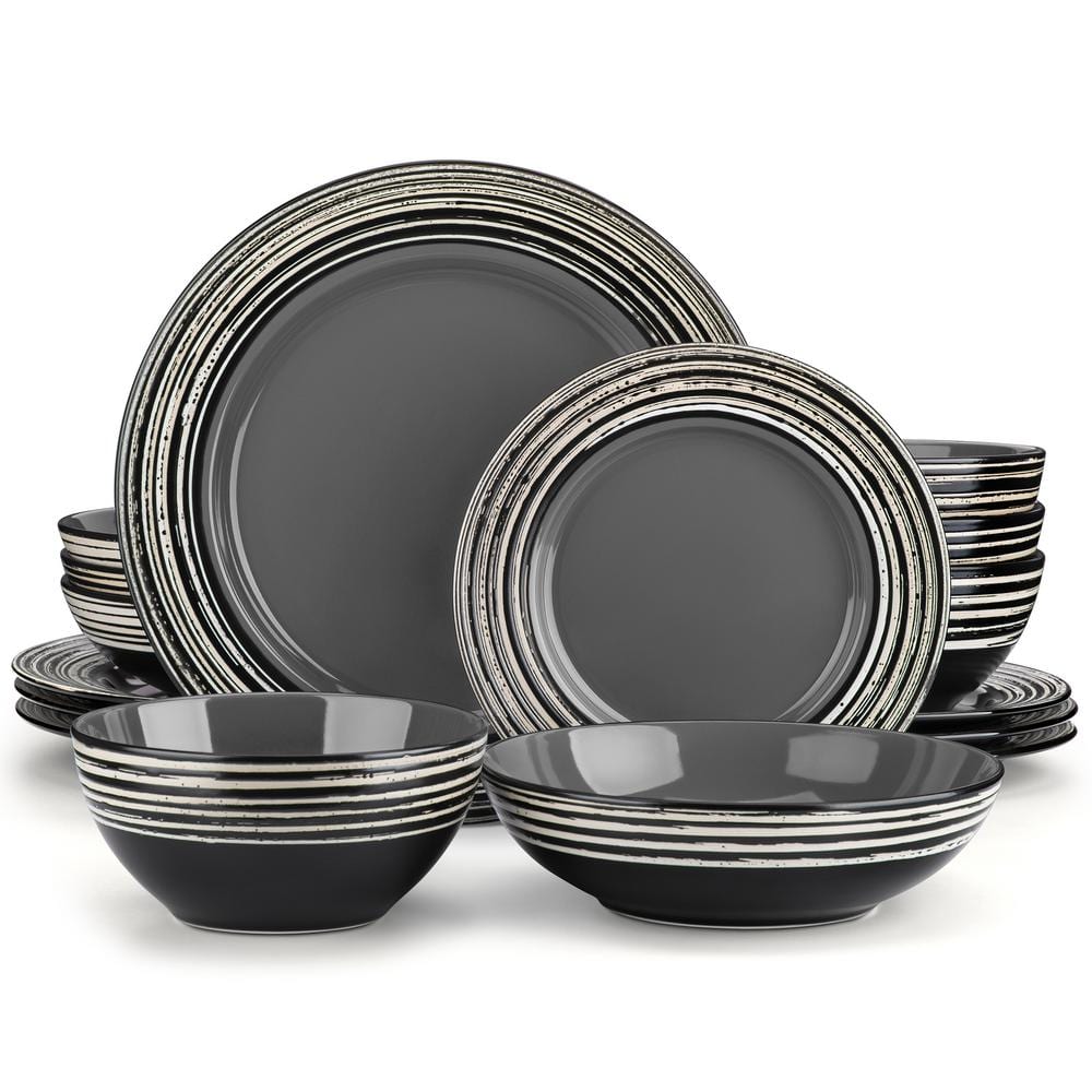MALACASA Arbre 16-Piece Stoneware Grey Dinnerware Set (Service for 4 ...