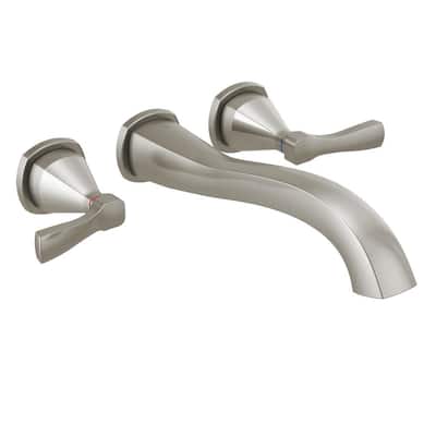 Delta Stryke 8 in. Widespread 2-Handle Bathroom Faucet with Metal Drain Assembly in Stainless ...