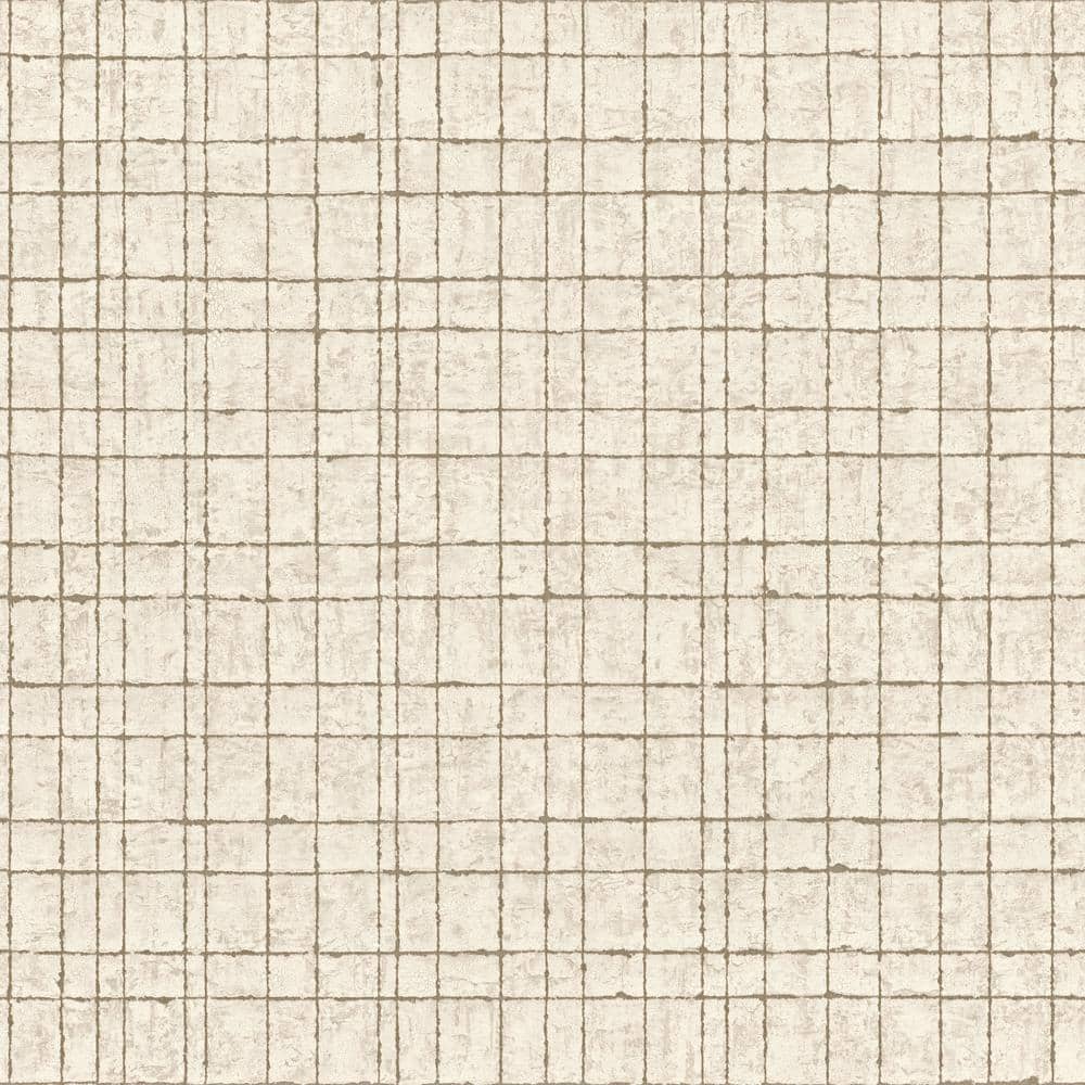 Walls Republic WeatheRed Grid Wallpaper Beige Paper Strippable Roll ...