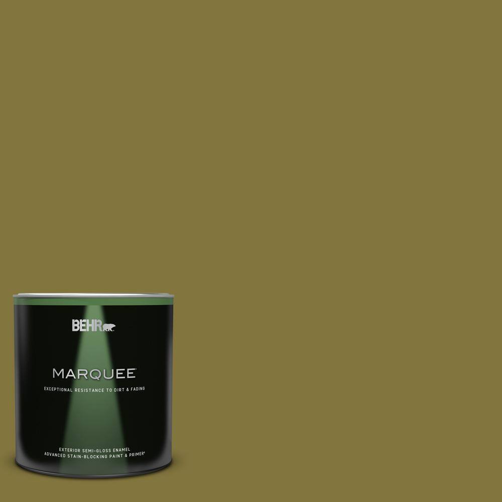 BEHR MARQUEE 1 qt. #390D-7 Marsh Grass Semi-Gloss Enamel Exterior Paint ...