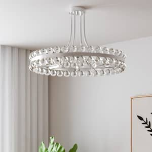 Maxax Jackson 16 in. 3-Light Brushed Nickel Crystal Modern Semi Flush ...