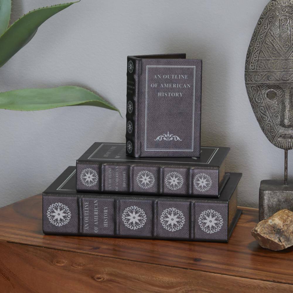 Litton Lane Rectangle Faux Leather Faux Book Box (Set of 3) 042923 ...