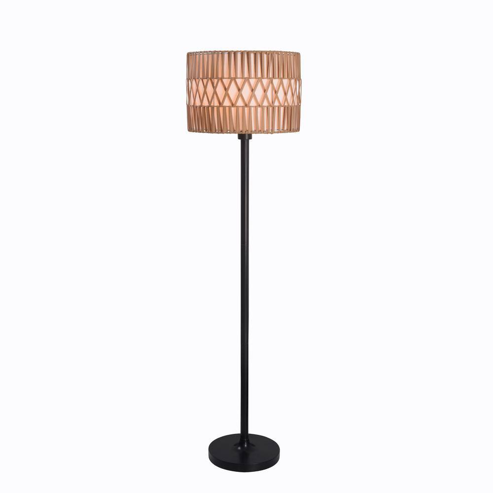 Hampton Bay Ellena 61 in. Tan Patterned Outdoor/Indoor Floor Lamp ...