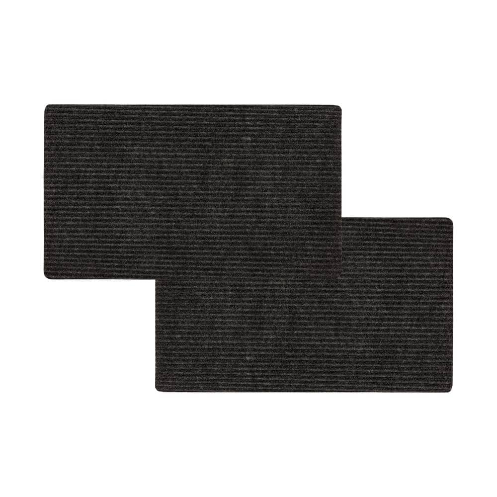 Mohawk Home Striped Utility Mat Charcoal Indoor/Outdoor 18 in. x 30 in ...