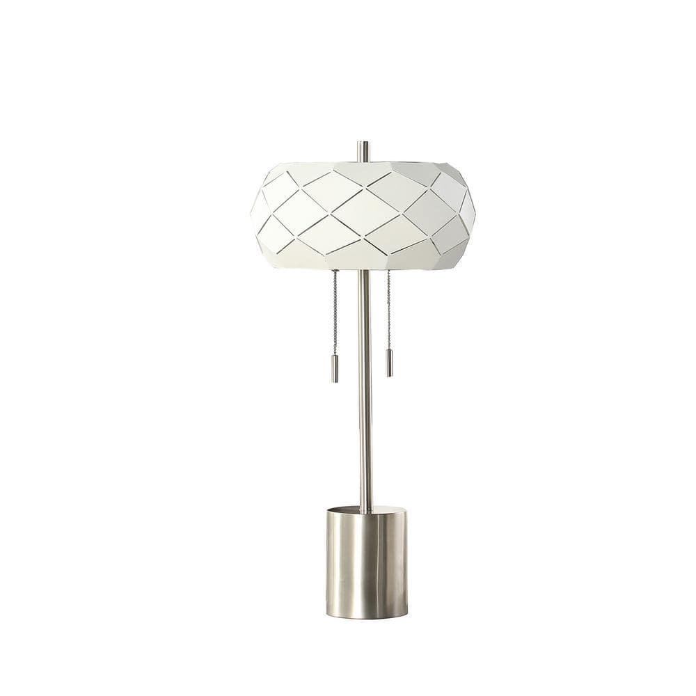 HomeRoots 28 in. Silver Metal Table Lamp with Geometric Laser Cut Metal ...