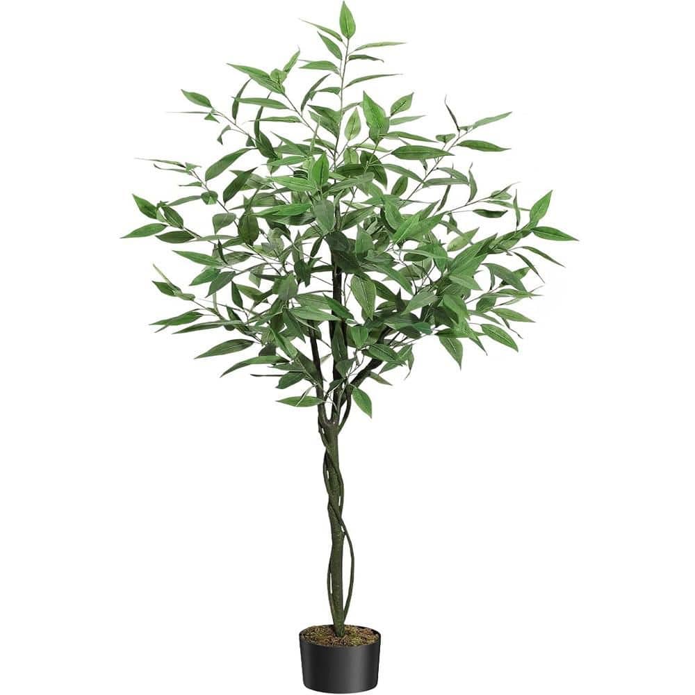 6 ft. Tall Tree ArtificialFaux Eucalyptus Plants Fake Silk Tree with ...