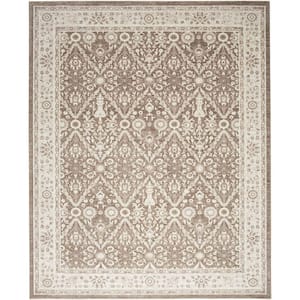 Nourison Renewed Ivory Mocha 6 ft. x 9 ft. Distressed Traditional Area ...