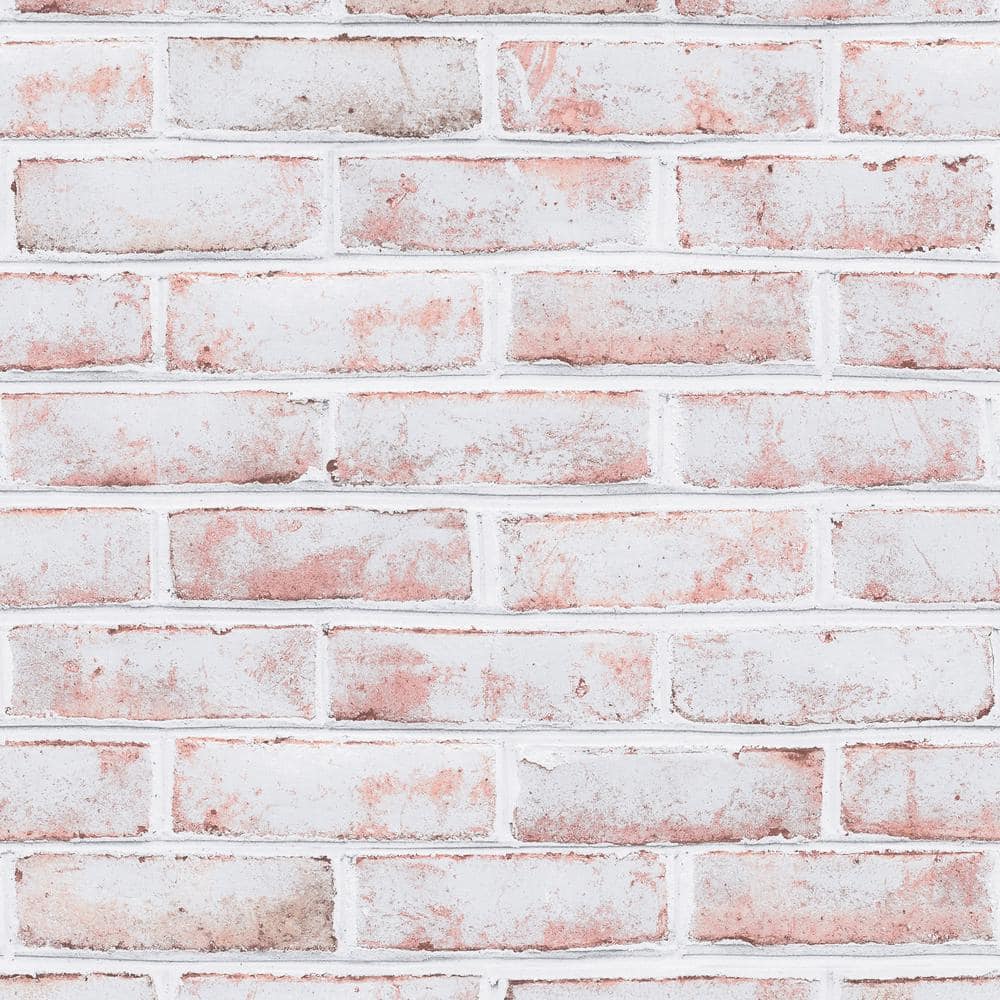 Tempaper Brick White-Washed Removable Peel and Stick Vinyl Wallpaper ...