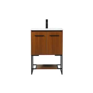 Timeless Home 48 in. W Single Bath Vanity in Walnut with Engineered ...