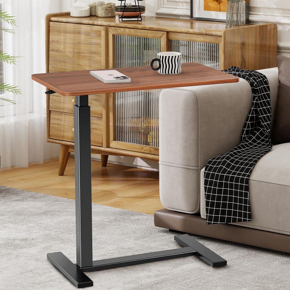 WONDER COMFORT 27.56 in. Rust Brown Laptop Desk with Wheels, Adjustable ...