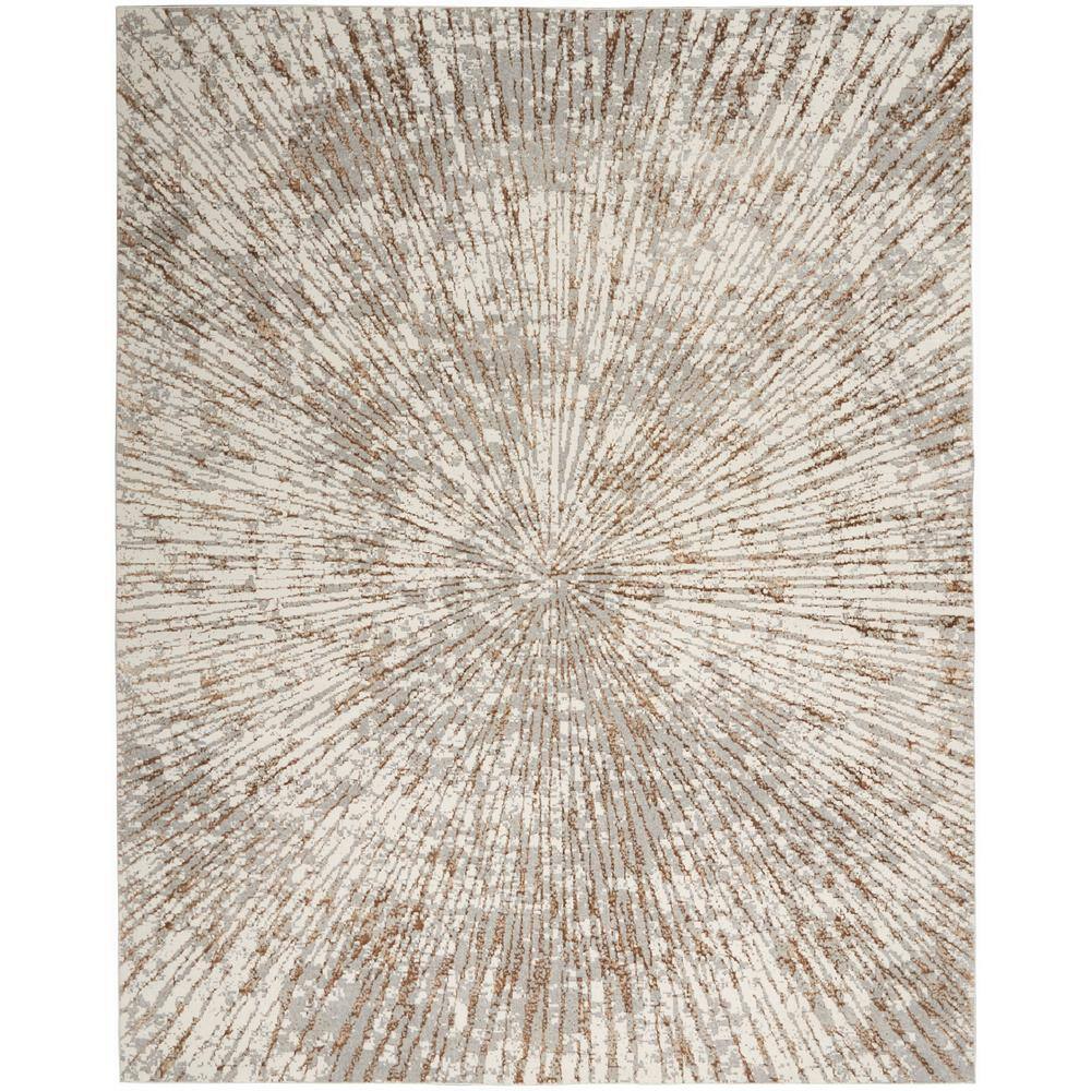 Inspire Me! Home Décor Metallic Grey/Mocha 12 ft. x 15 ft. Abstract ...
