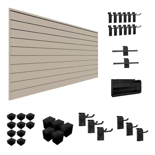 Proslat 48 in. H x 96 in. W PVC Slatwall Kit with Handyman Bundle in ...