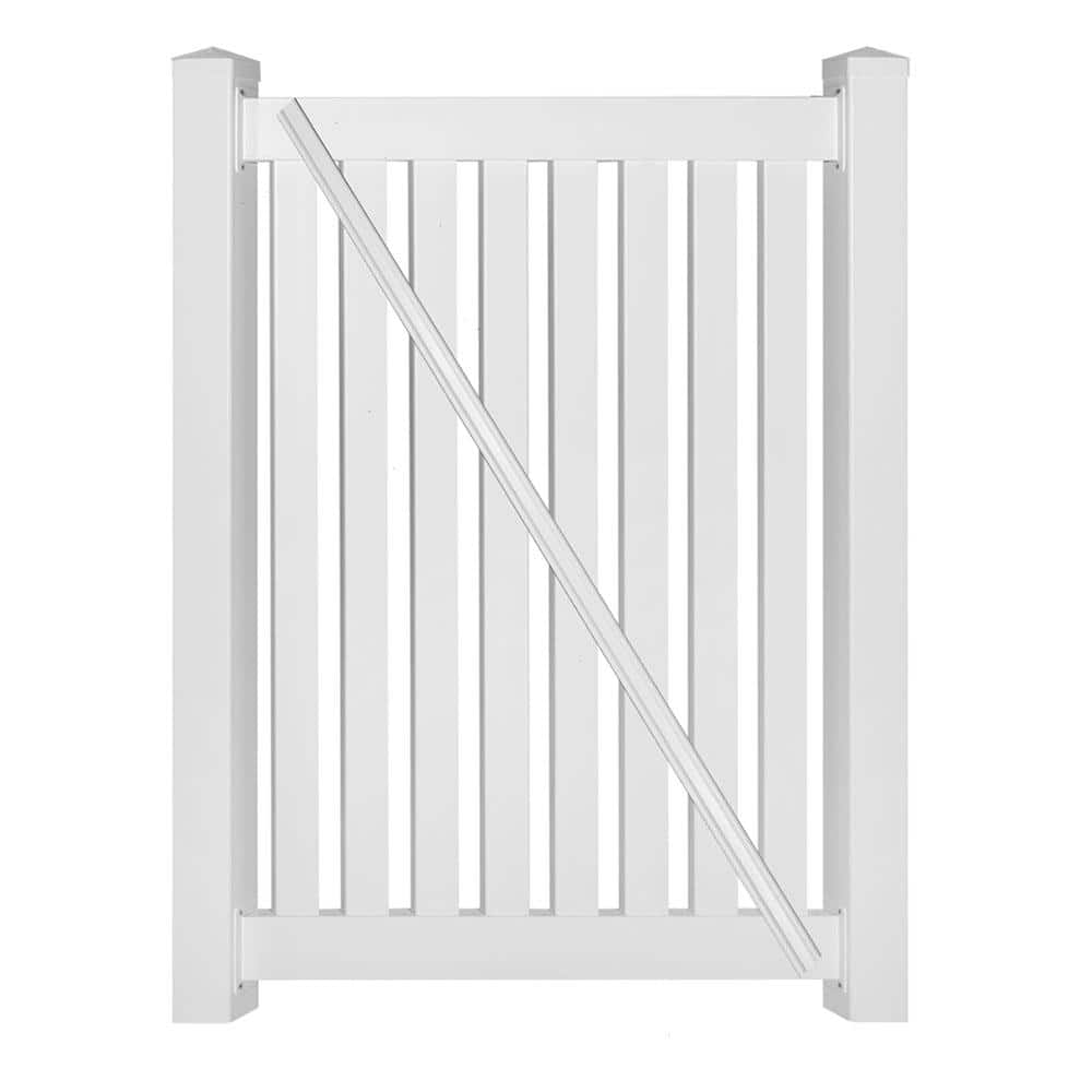 Weatherables Crestview 4 ft. W x 4 ft. H White Vinyl Pool Fence Gate ...