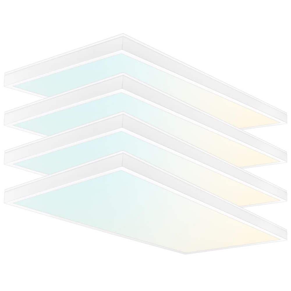 LUXRITE 1 x 2 ft. LED Slim Surface Panel Recessed Light 5CCT 2700K ...
