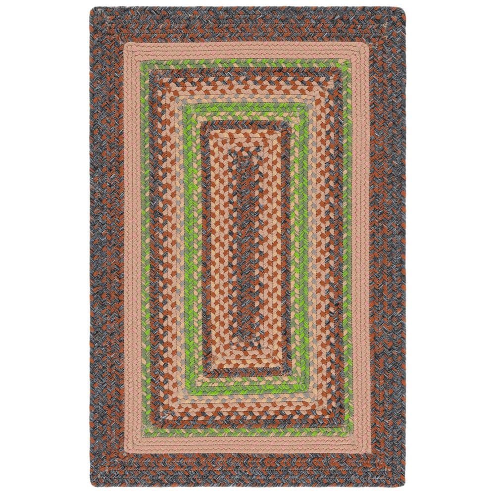 SAFAVIEH Braided Brown/Green 3 ft. x 5 ft. Machine Washable Multi ...