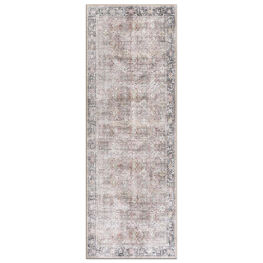 World Rug Gallery Amber Olive 2 ft. 6 in. x 10 ft. Vintage Distressed ...