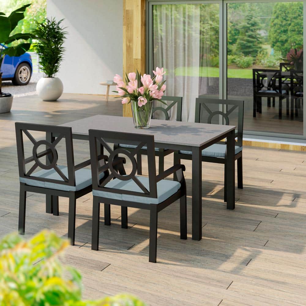TK CLASSICS 5-Piece Aluminum Outdoor Dining Set with Spa Cushions ...