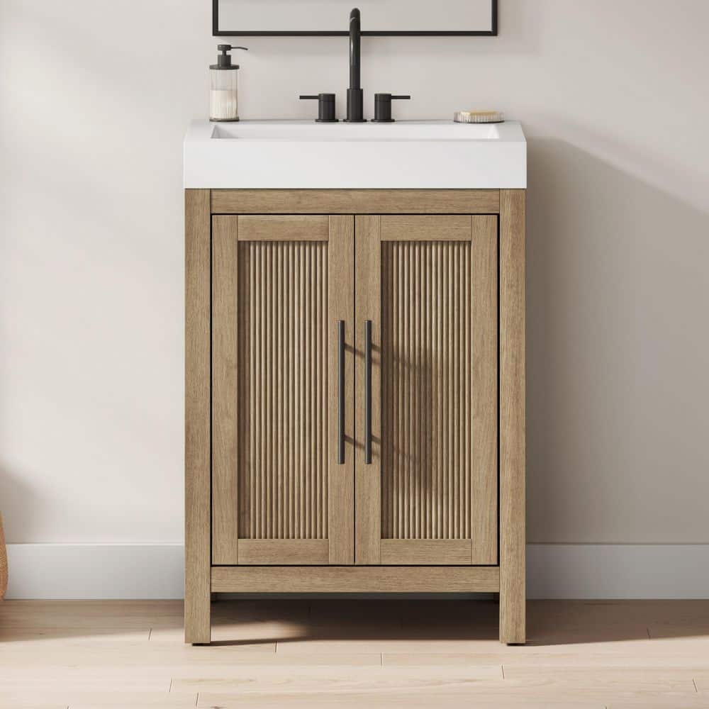 Have a question about Glacier Bay Cargrove 24 in. Single Sink Oak Bath Vanity with White Resin ...