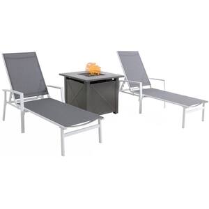 Hanover Naya 4-Piece Steel Patio Fire Pit Set in White Featuring a ...