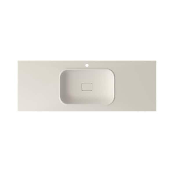 HOPROME Vetra 59 in. x 19 x 4 in. Solid Surface Wall Mount Double-Basin ...