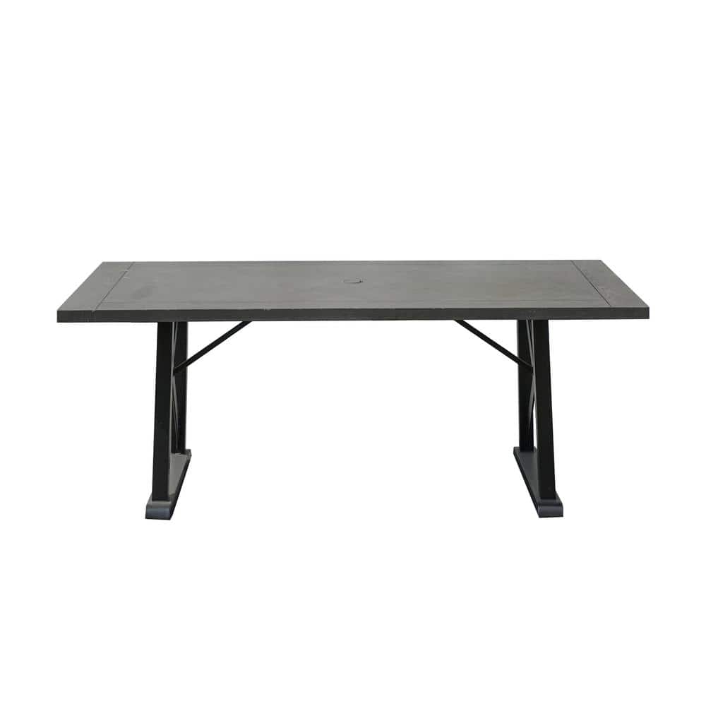 moda furnishings Ocean Black Rectangular Metal Outdoor Dining Table MOD ...
