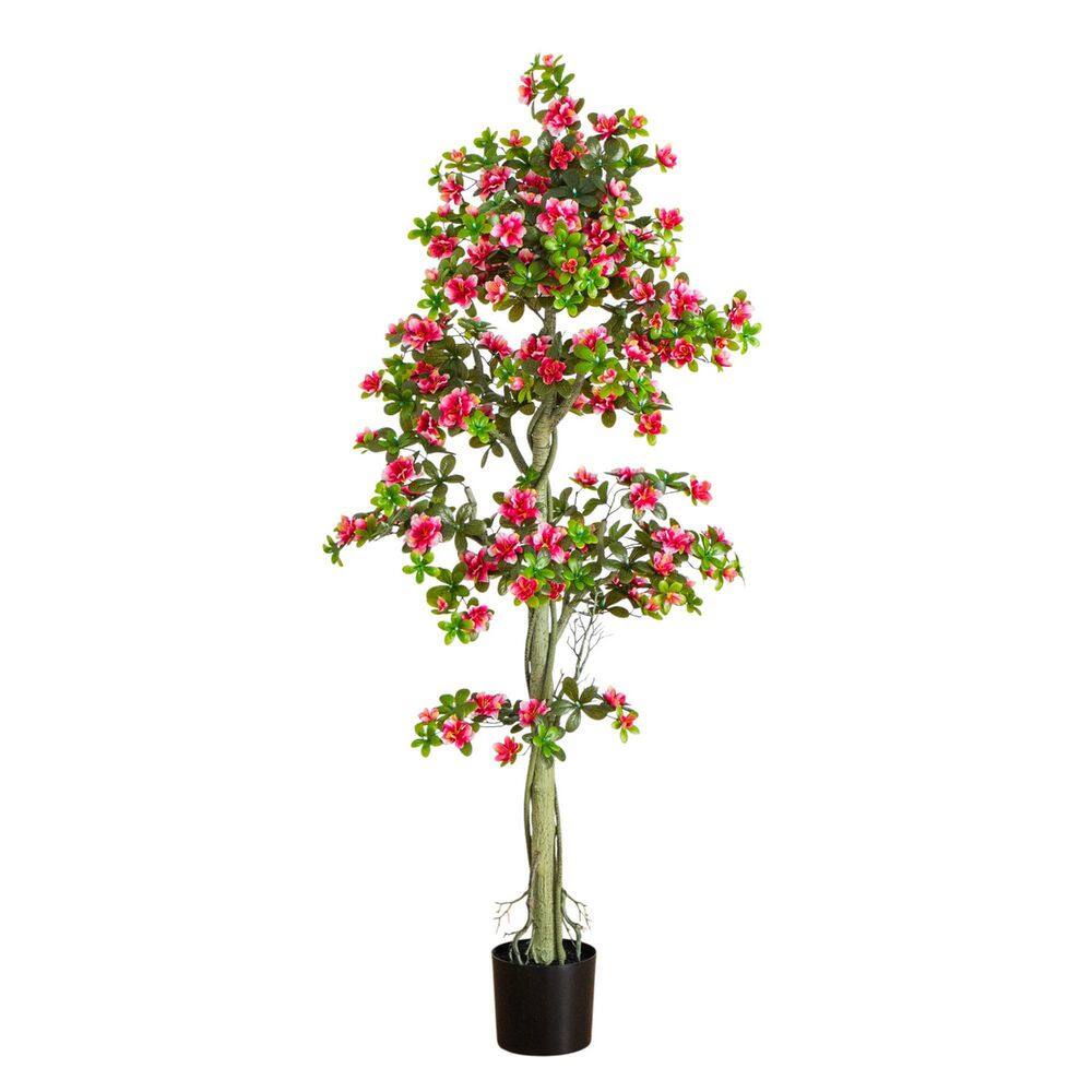 Nearly Natural 6ft. UV Resistant Artificial Azalea Tree (Indoor/Outdoor ...