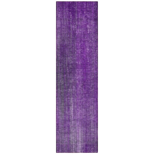 HomeRoots Purple 2 ft. x 8 ft. Woven Striped Runner Indoor/Outdoor Area ...