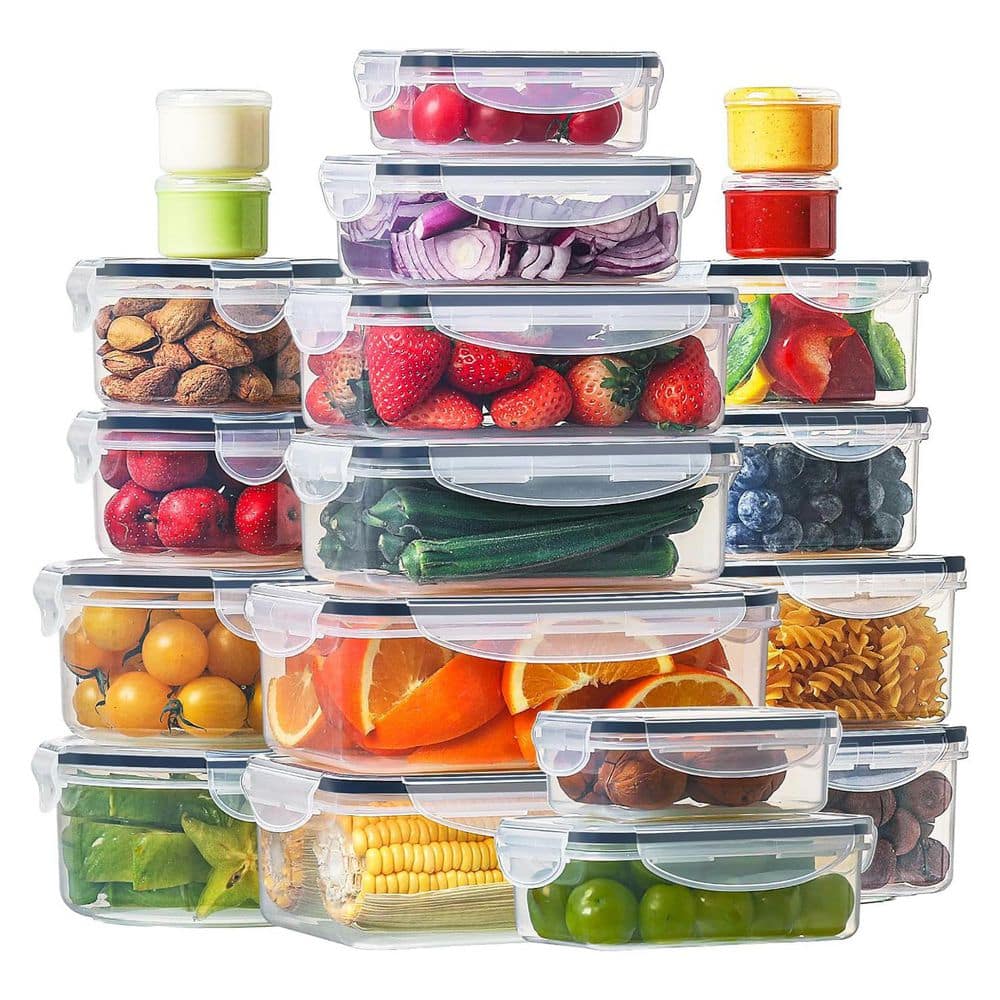 Adrinfly 20-Packs Food Storage Containers Set with Snap Lids BPA-Free ...