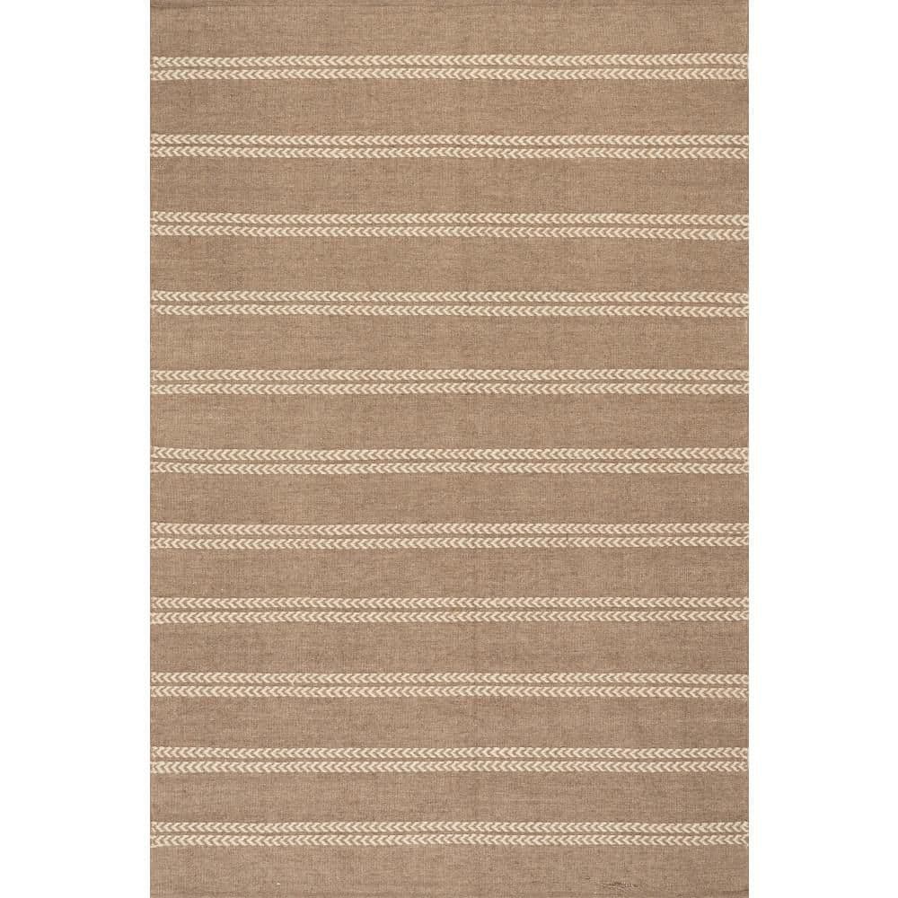 RUGS USA Nate Berkus x Rugs York Striped Wool Cozy Brown 9 ft. x 12 ft ...