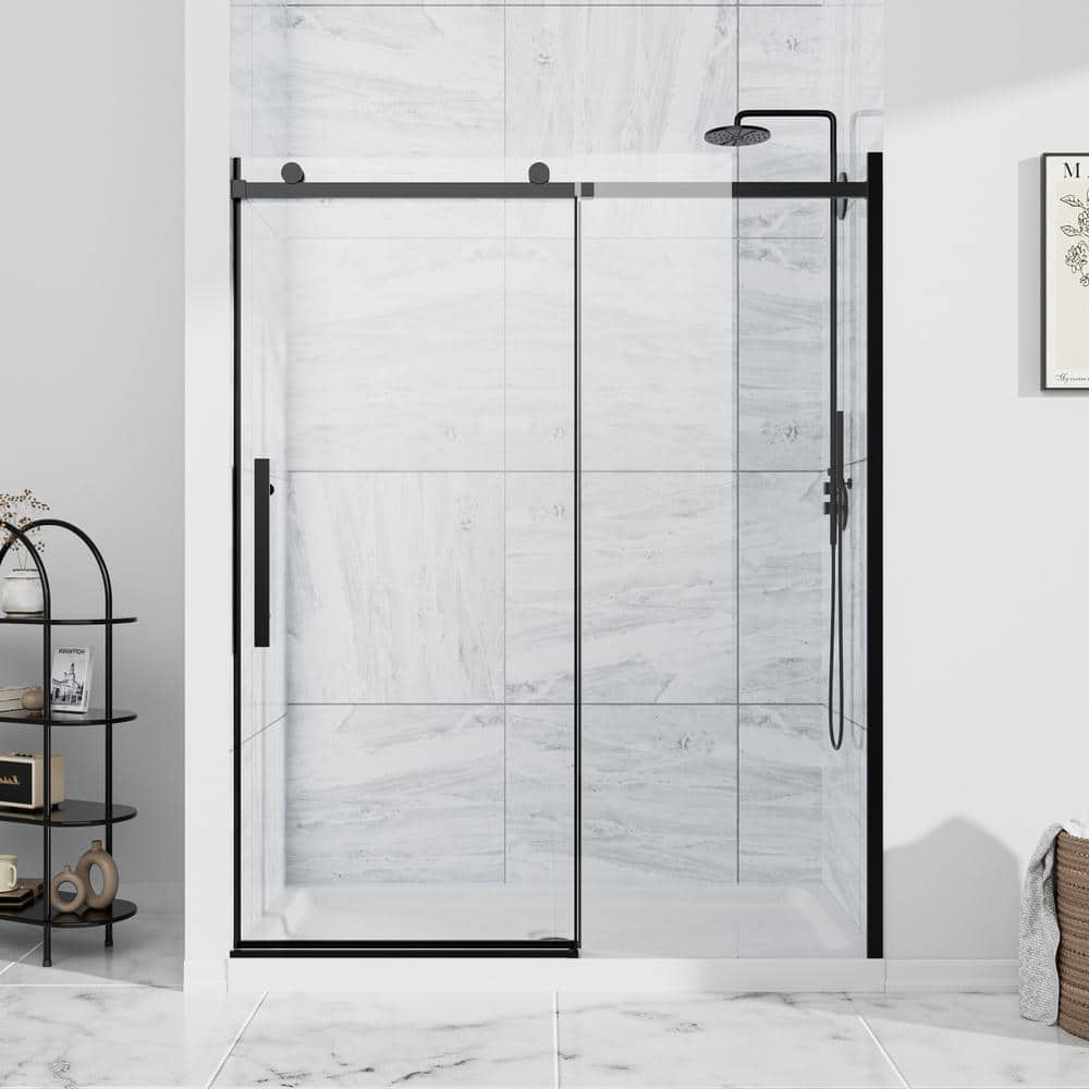 NANAWO Obsidian 48 in. W x 74 in. H Single Sliding Frameless Shower ...