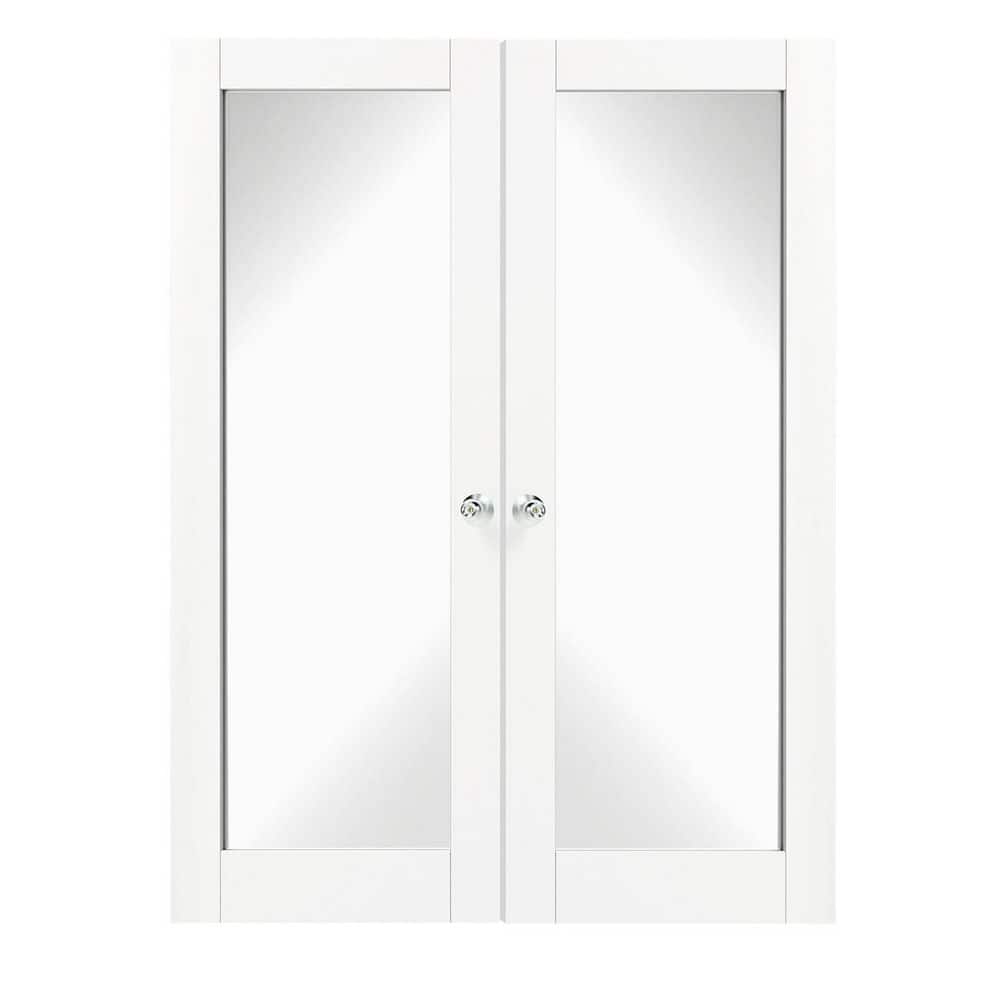 TENONER 60 in. x 80 in. Composite, MDF 2-Sided Mirrored Glass, Primed ...
