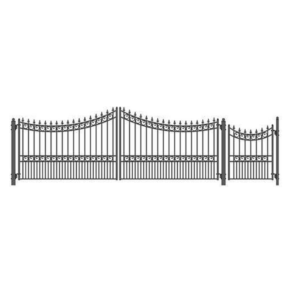 ALEKO Manhattan Style 16 ft. x 6 ft. with Pedestrian Gate Black Steel ...