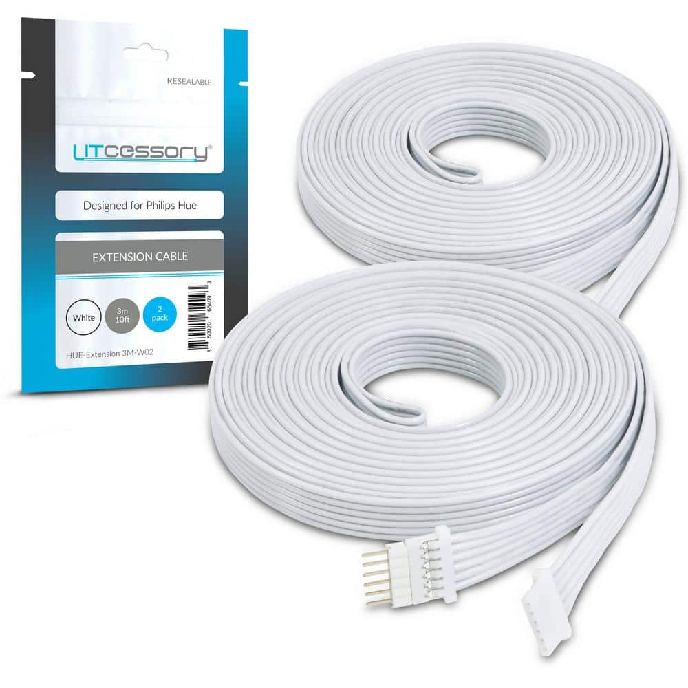 LITCESSORY Extension Cable for Philips Hue Lightstrip Plus (10 ft. 2 ...