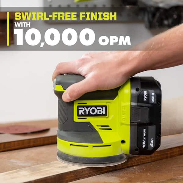 RYOBI ONE+ 18V Cordless 5 in. Random Orbit Sander with 2.0 Ah Battery ...