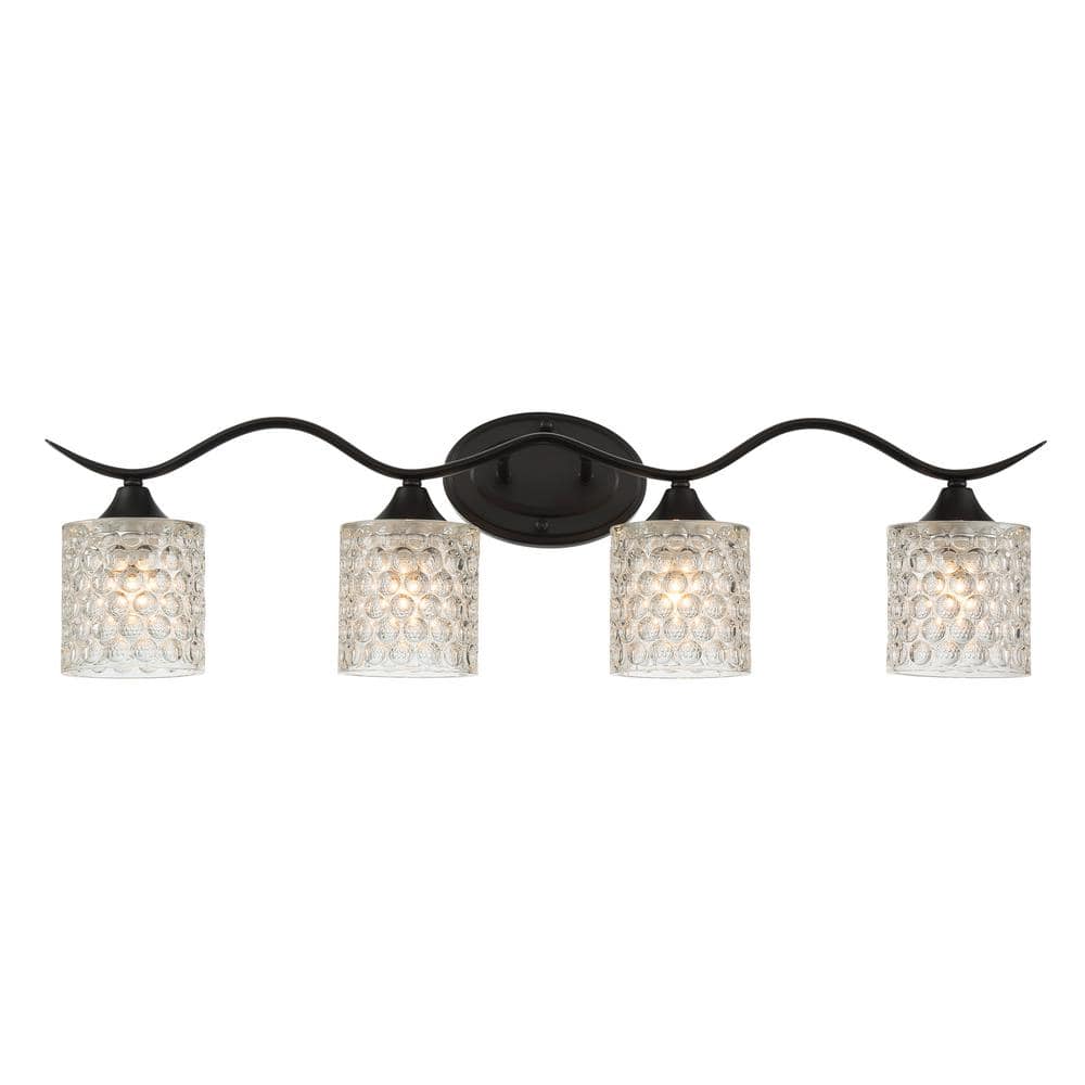 Vanity Art Bordeaux 31.5 in. 4-lights Matte Black Vanity Light with Cut ...