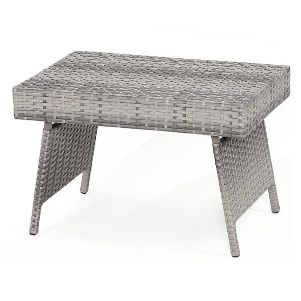 Rectangular Wicker Outdoor Side Table, Gray L0BW65795G - The Home Depot