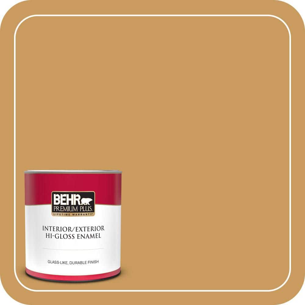 BEHR PREMIUM PLUS 1 qt. #M280-6 Solid Gold Hi-Gloss Enamel Interior ...