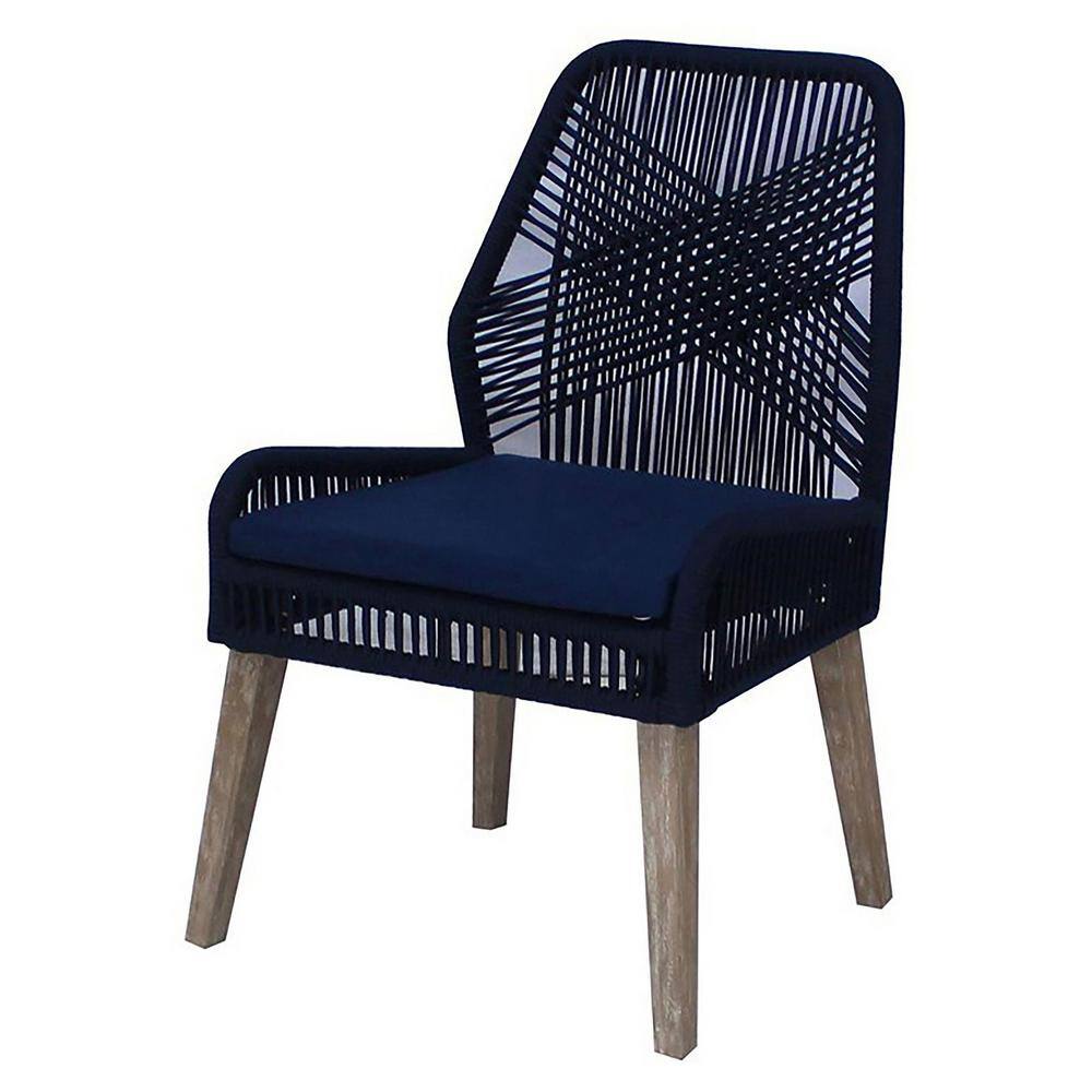 Coaster Nakia Dark Navy Fabric Woven Rope Dining Chairs Set of 2 110034 ...