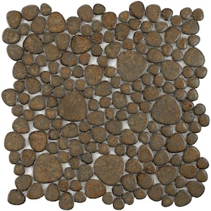 Merola Tile Pebble White 6 in. x 6 in. Porcelain Mosaic Take Home Tile ...