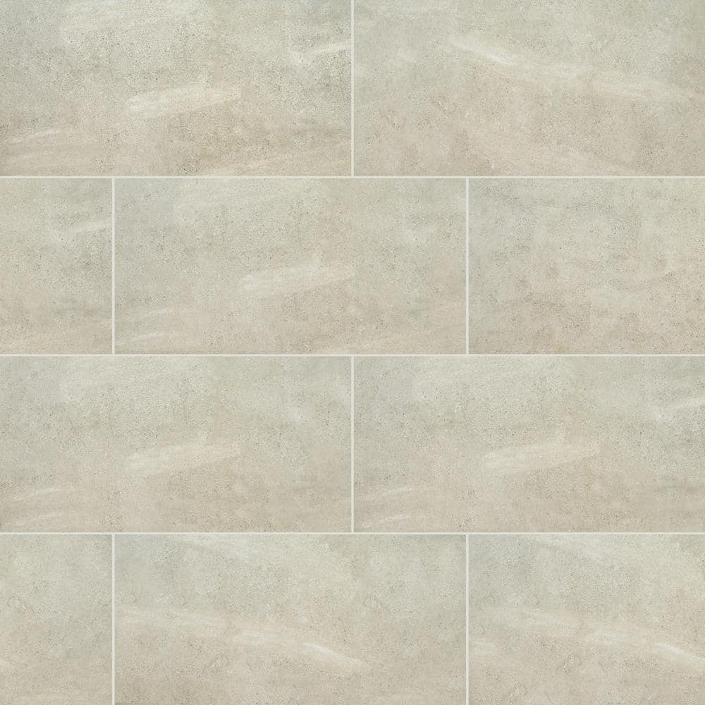 MSI Finite Grey 12 in. x 24 in. Matte Ceramic Travertine Look Floor and ...