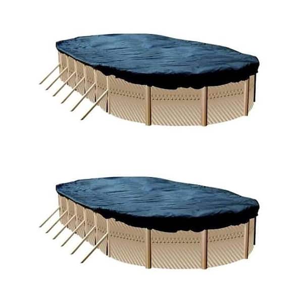 Swimline 12 ft. x 24 ft. Heavy-Duty Oval Blue Above Ground Winter Pool ...