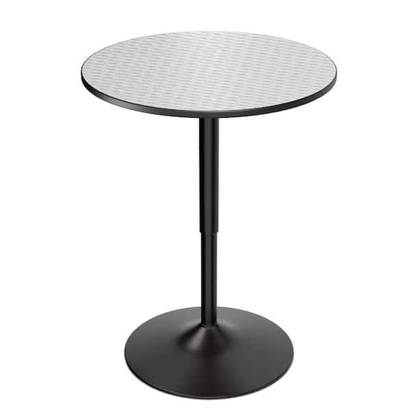 23.5''Round Bar Table, Adjustable Range 27.5"-36" Wood Pub Table with ...