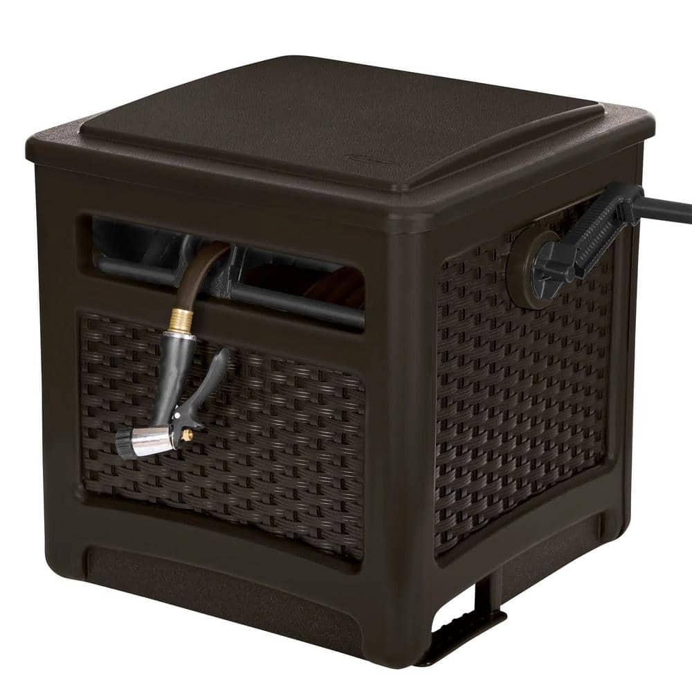 ITOPFOX Java Brown 225 ft. Smart Trak Wicker Garden Hose Reel Guide and ...