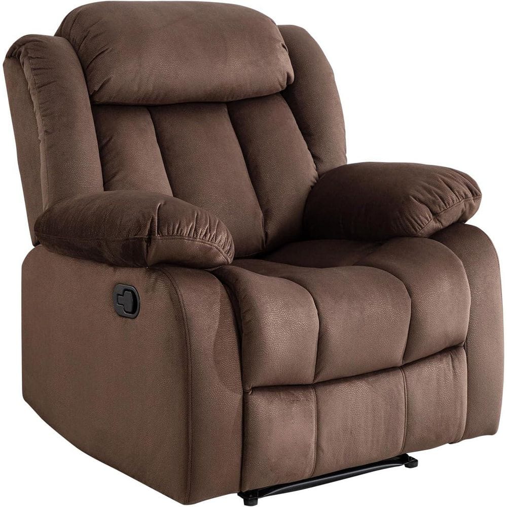 Bestier 35 in. Dark Brown Manual Adjustable PU Overstuffed Recliner ...