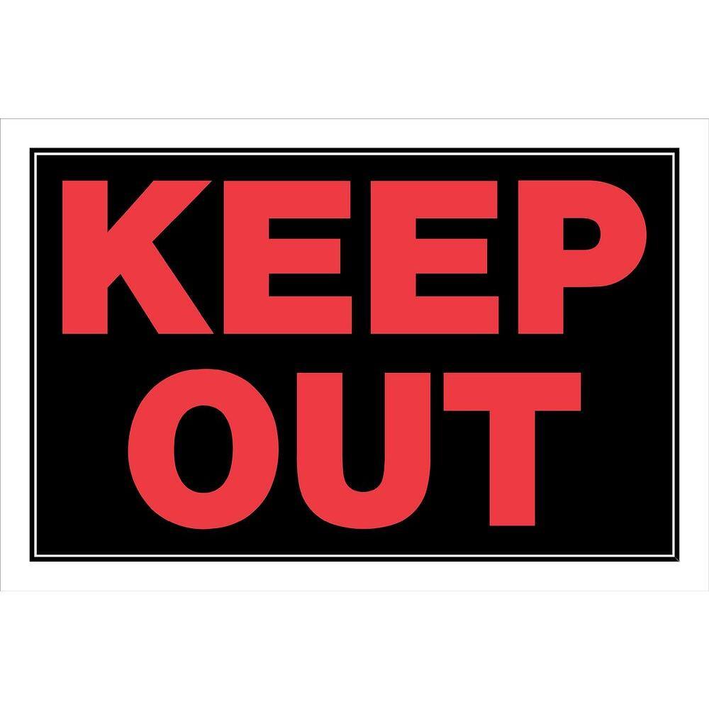 Hillman 8 in. x 12 in. Red and White Plastic Keep Out Sign 839898 - The ...